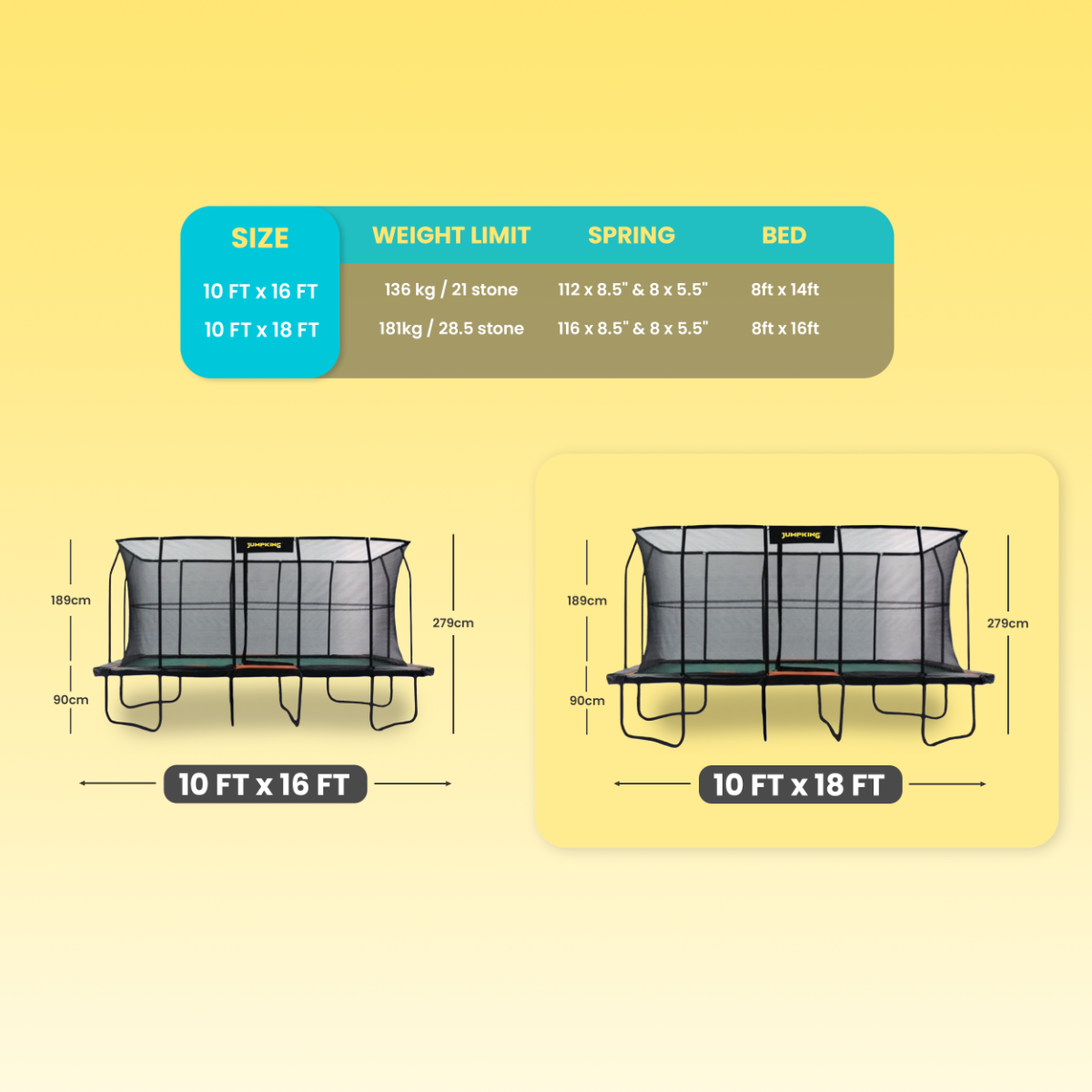 10ft x 18ft Ultra | Rectangular | JumpKing Trampolines